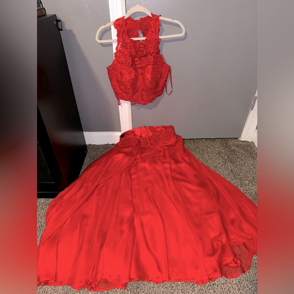 Dave & Johnny | Dresses | Red Lace Two Piece Dress Davejhonny | Poshmark